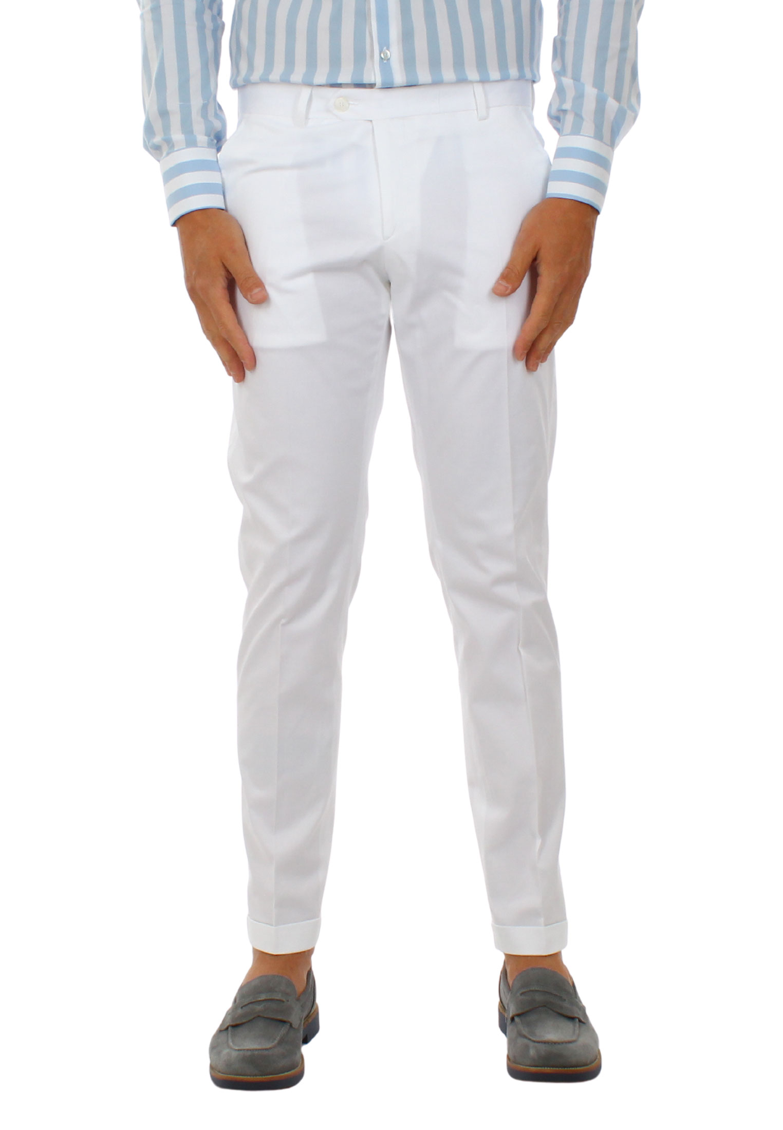 Pantaloni Uomo Eleganti Slim Fit Cotone Leggeri Pantalone Made in Italy ...