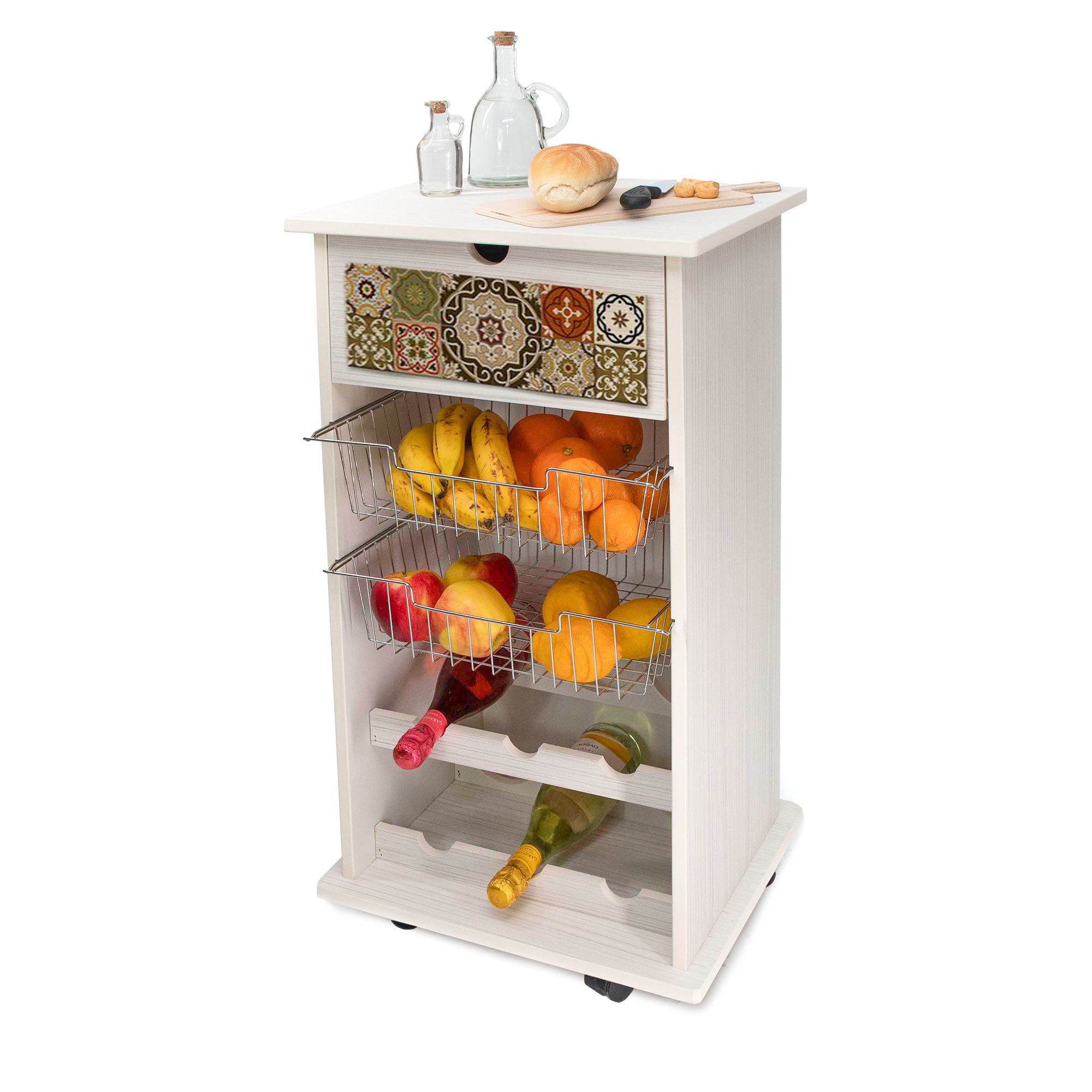 Carrello cucina salvaspazio legno NEW Portafrutta multiuso misure 47x39 Altezza