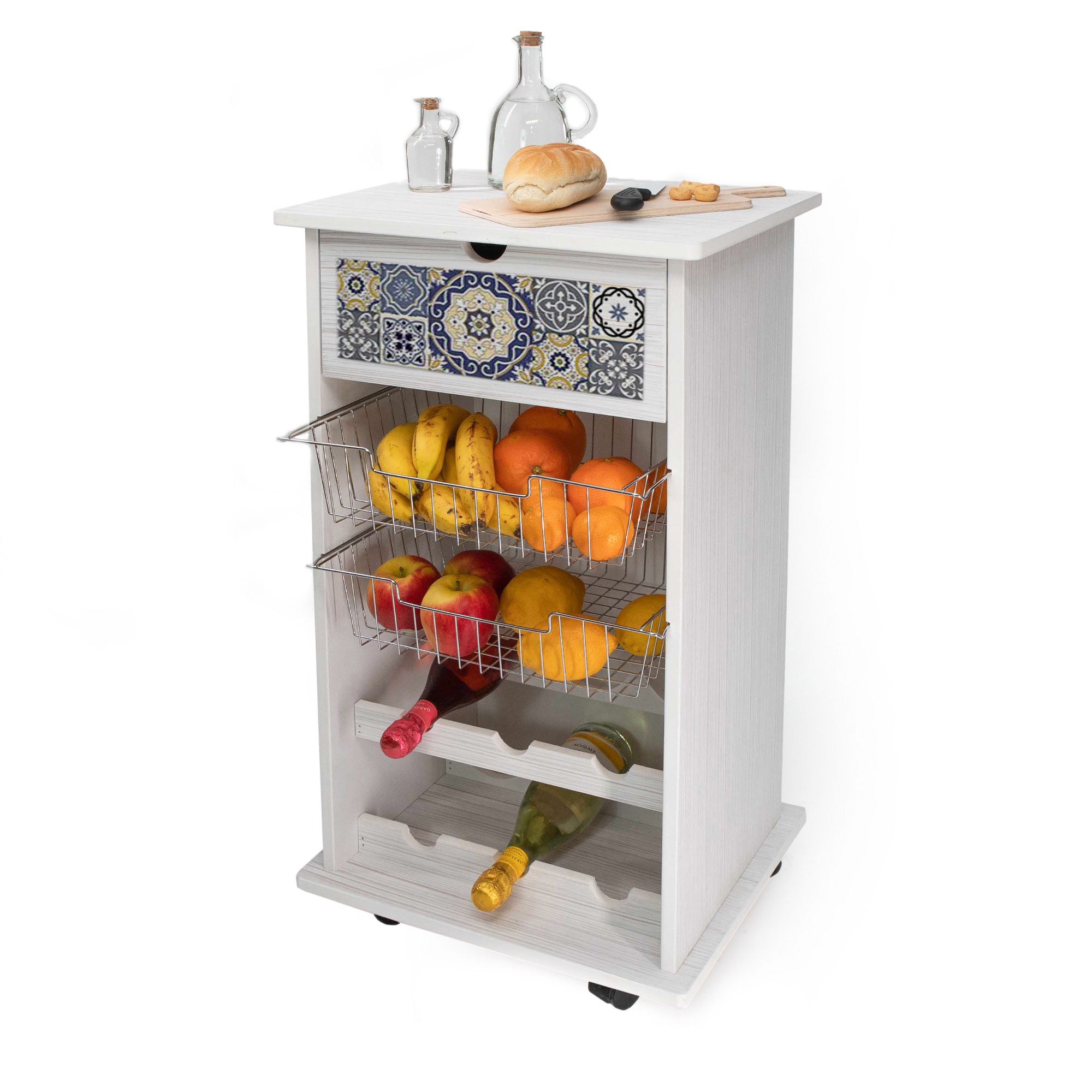 Carrello cucina salvaspazio legno NEW Portafrutta multiuso misure 47x39 Altezza
