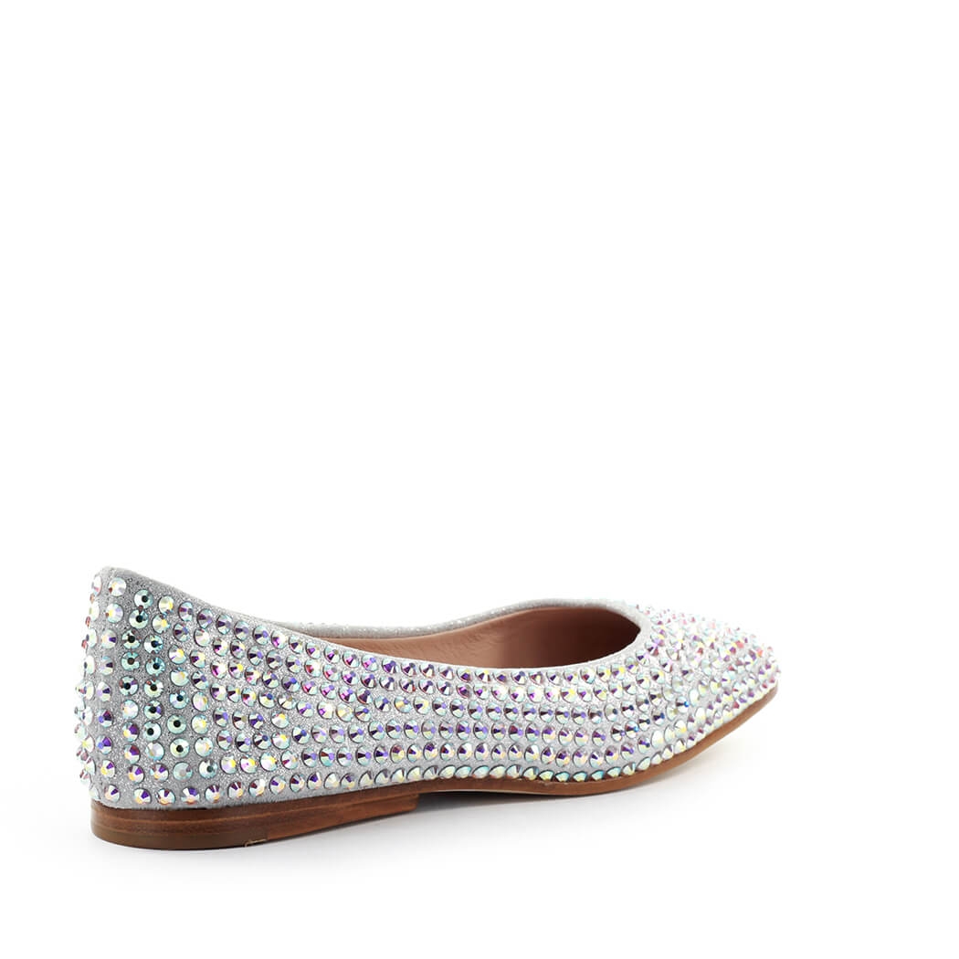 Women's Shoes Eddy Daniele Scozia Silver Swarovski Ballet Flat Shoe ...