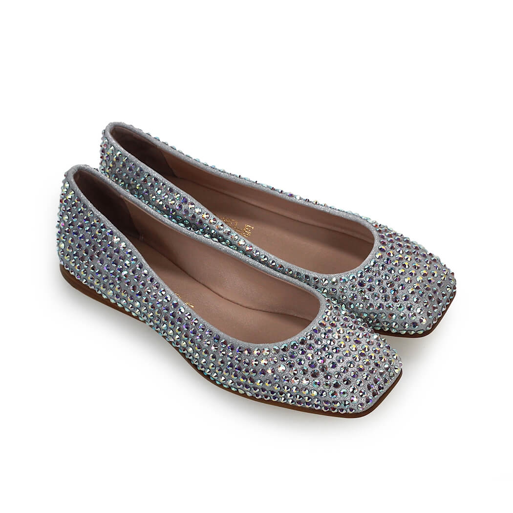 Women's Shoes Eddy Daniele Scozia Silver Swarovski Ballet Flat Shoe ...