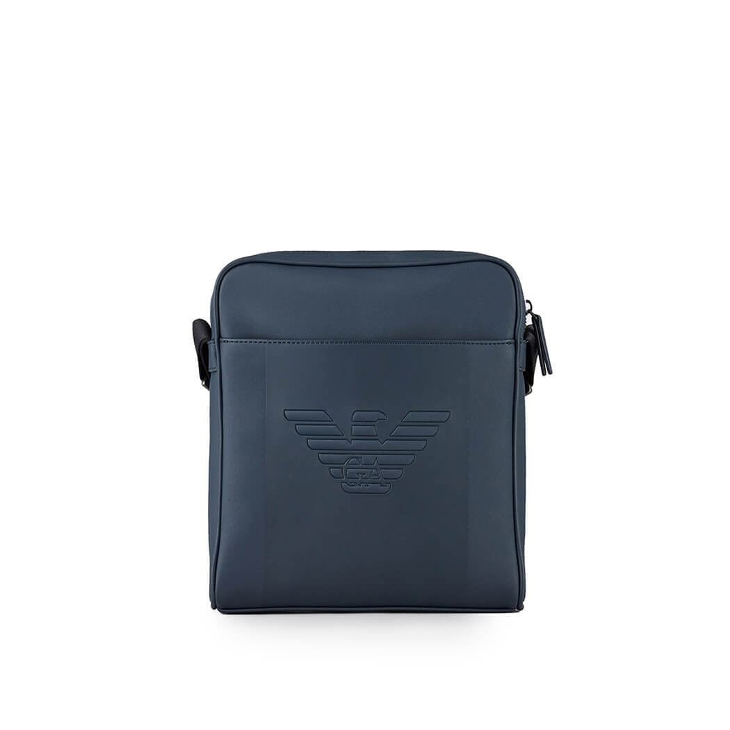 Men's Accessories Emporio Armani Navy Blue Crossbody Bag With Maxi Logo ...