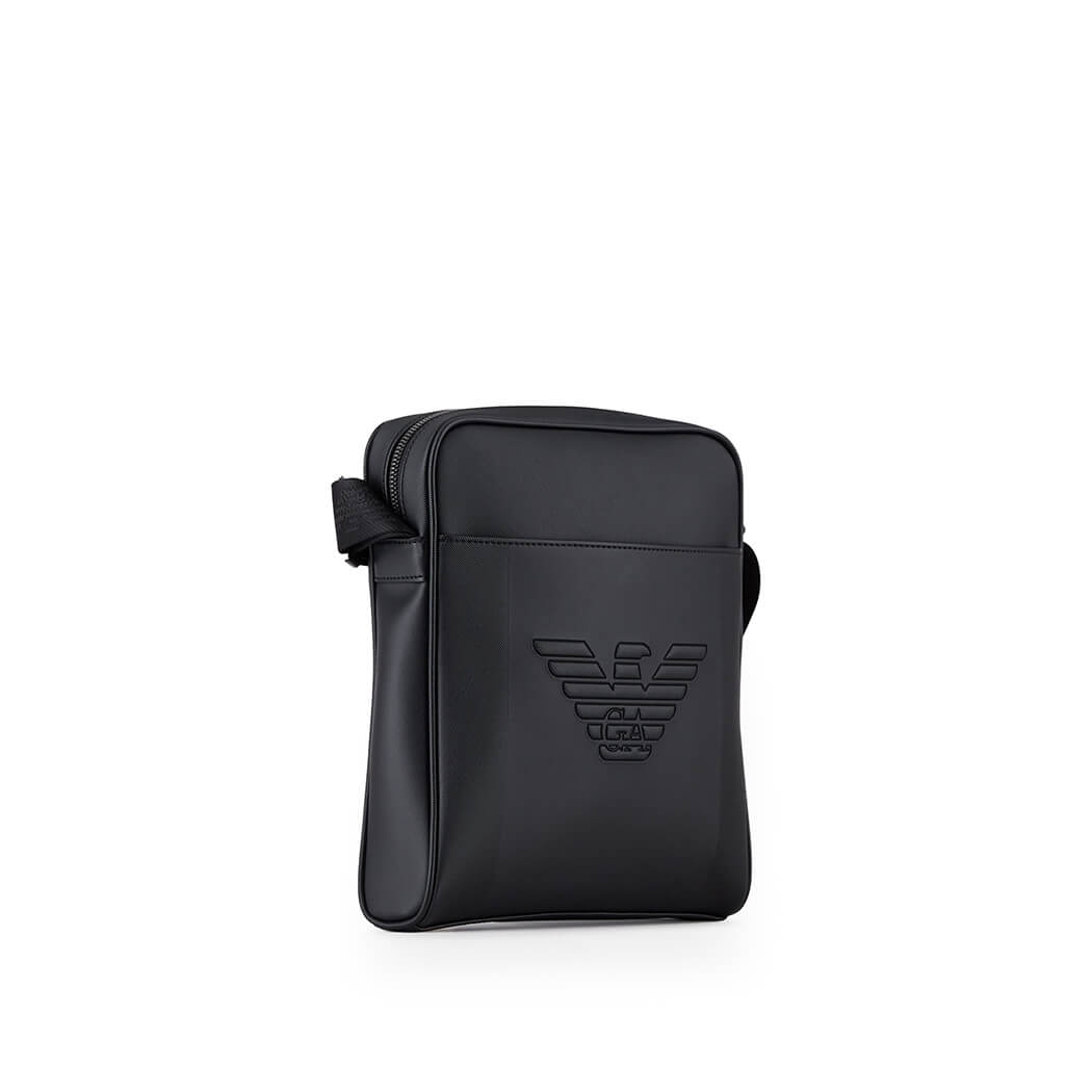 Men's Accessories Emporio Armani Black Crossbody Bag With Maxi Logo ...
