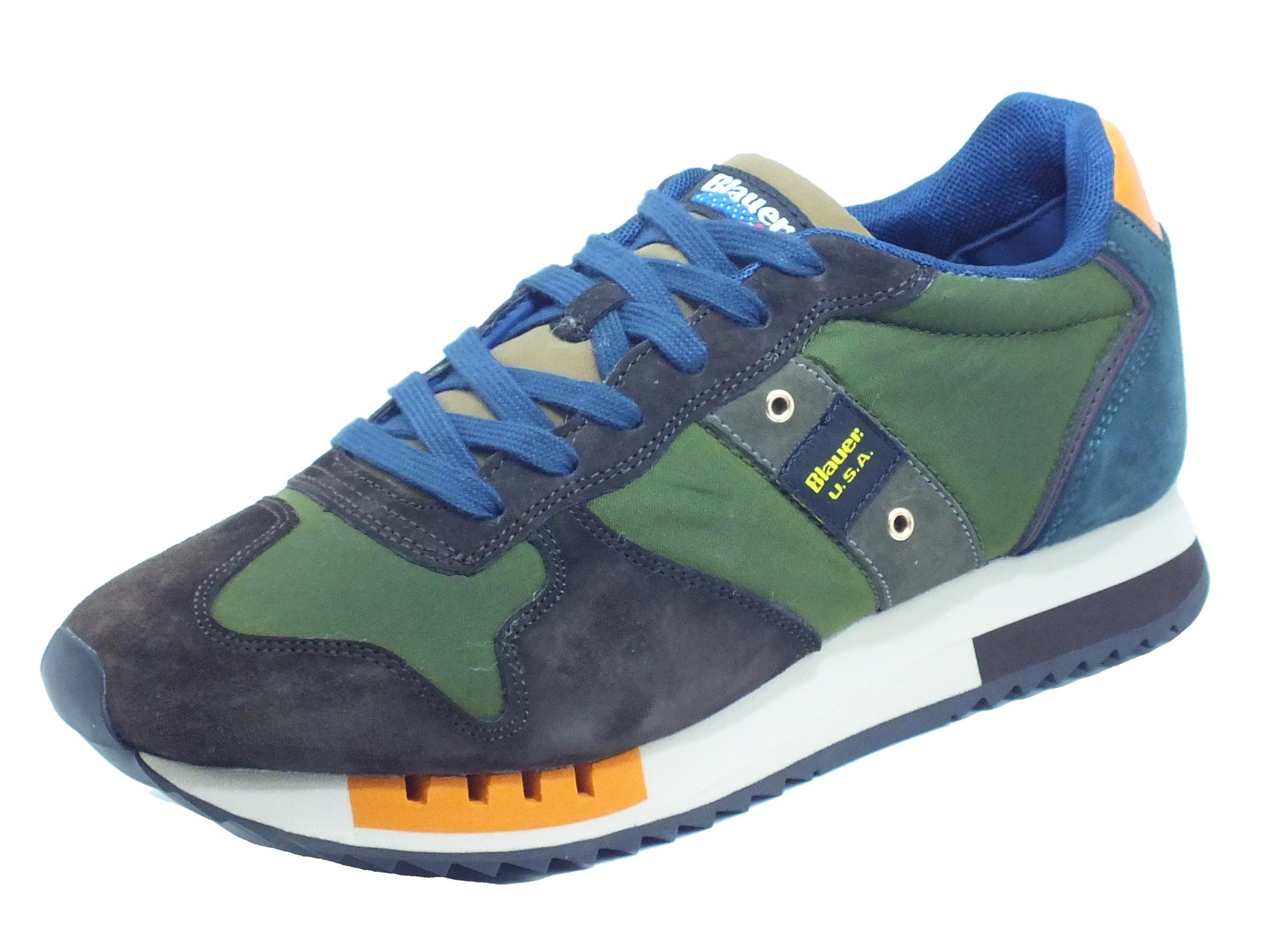 BLAUER F0QUEENS01 WAX sneakers casual suede scarpe uomo pelle verde | eBay